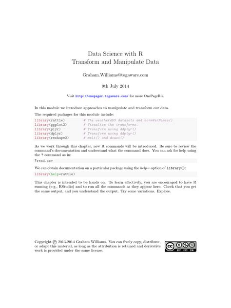 r data science with rtransform and manipulate data pdf r