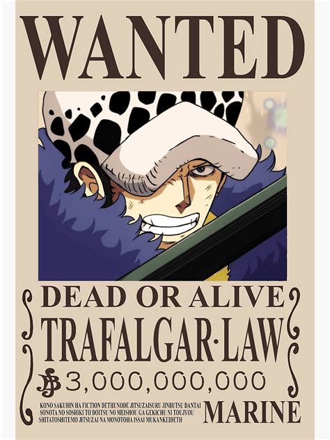 Póster Nuevo cartel de recompensa buscado Trafalgar Law png imágenes