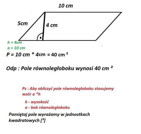 Proszę o pomoc Pole równoległoboku przedstawionego na rysunku wynosi