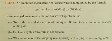 Solved P An Amplitude Modulated AM Cosine Wave Is Chegg