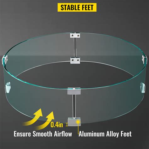 Vevor Fire Pit Wind Guard 24 X 24 X 6 Inch Glass Flame Guard Round