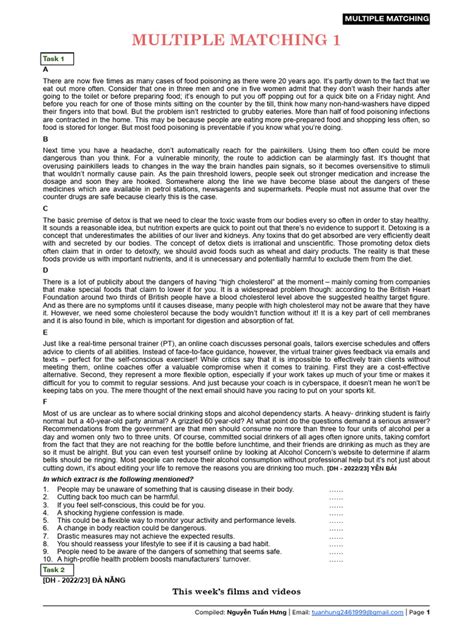 Multiple Matching 3 Pdf