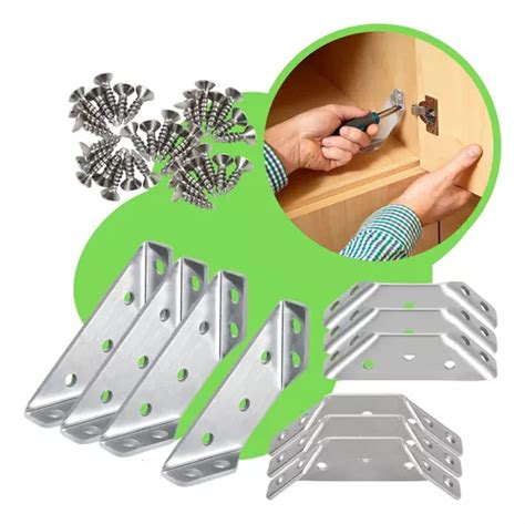 10 Conector De Canto Aço Reforço Para Móveis 40 Parafusos Mercadolivre