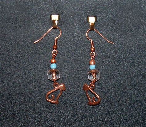 Kitty Copper Etsy Drop Earrings Jewelry Cat Earrings