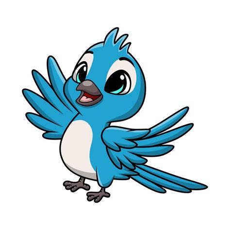 Premium Vector Cute Blue Jay Cartoon On White Background