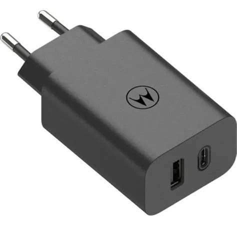 Cargador Motorola Con Cable Tipo C 50w Dual Original Negro Cuotas Sin Interés