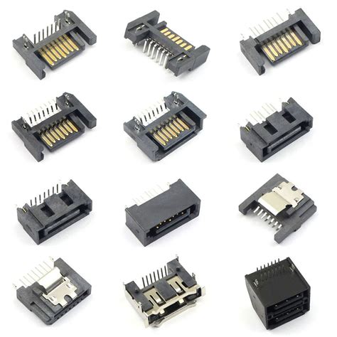 5pcs Sata 7 Pin 7p Connector Female Male Straight Right Angle Dip Smt