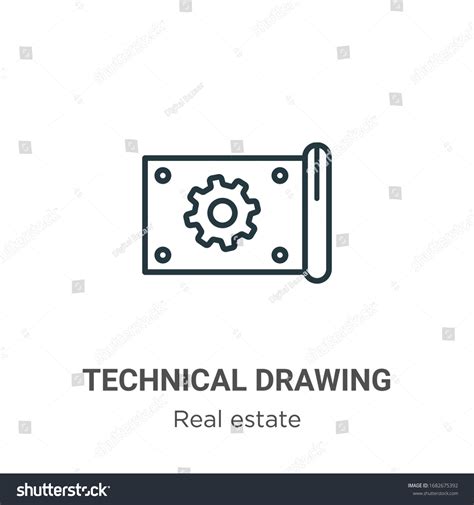 Technical Drawing Outline Vector Icon Thin Stock Vector Royalty Free