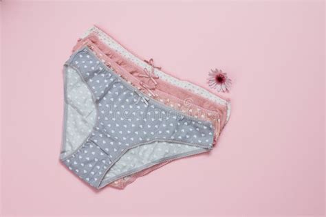 Beautiful Women`s Cotton Panties On Pink Background Stock Image Image