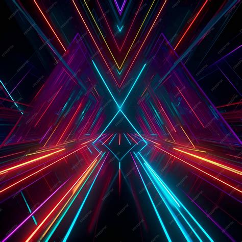 Premium Ai Image 3d Abstract Background With Neon Lights And Rays 3d