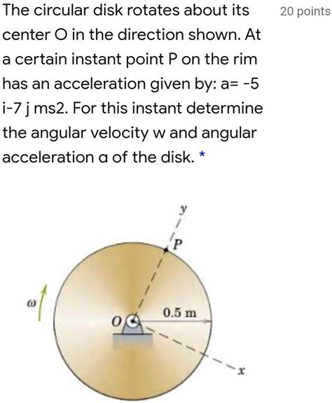 Solved The Circular Disk Rotates About Its 20 Point Center O In The Direction Shown At A