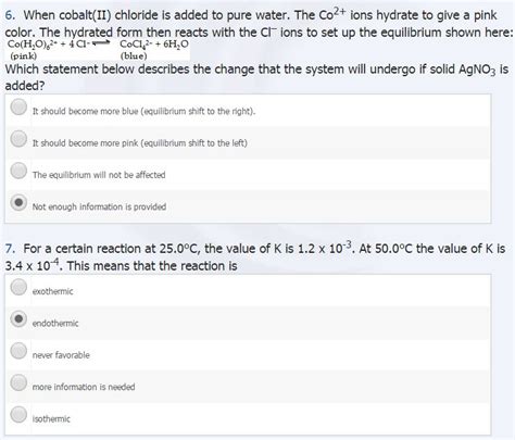 Solved 6 When Cobalt Ii Chloride Is Added To Pure Water
