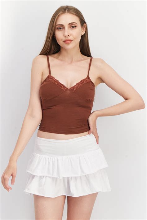 Buy Dont Call Me Jennyfer Women V Neck Sleeveless Plain Top Brown