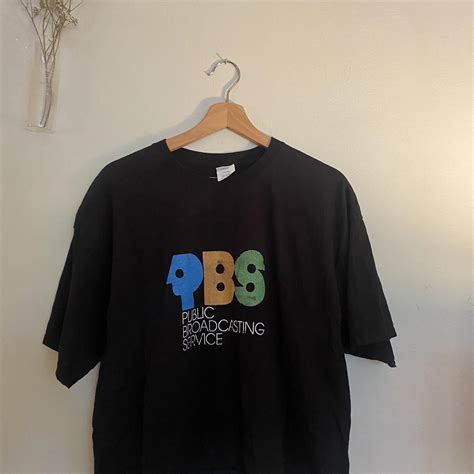 Black Vintage Pbs T Shirt Size Xl Cropped To A Depop