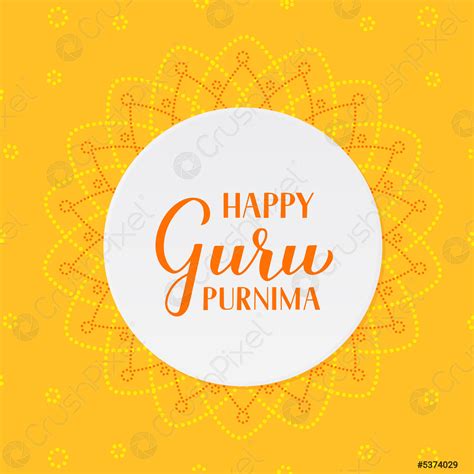 Guru Purnima Calligraphy Hand Lettering Hindu Holiday For Honoring