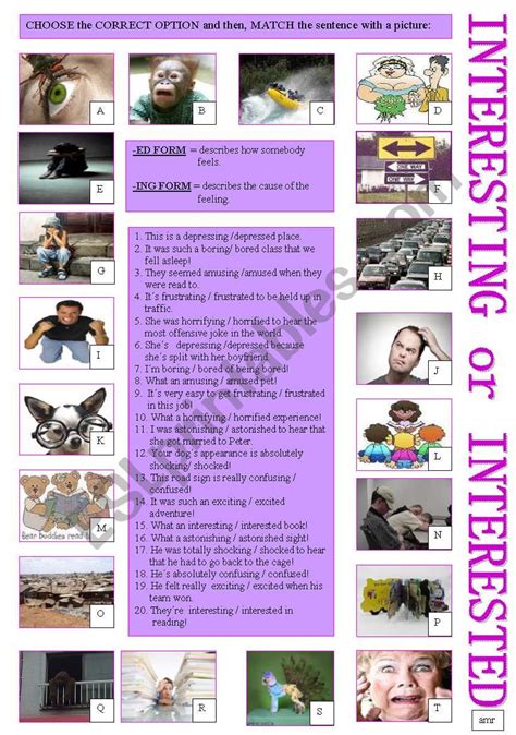 Interesting Or Interested Esl Worksheet By Anareb