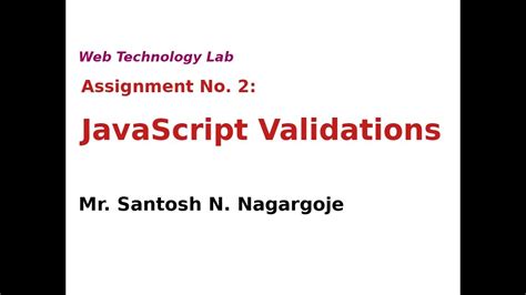 Web Technology Lab Assignment No2 Javascript Validations On Registration Form Youtube