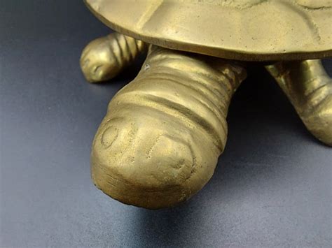 Vintage Brass Turtle Box Made In India Trinket Dish Gem