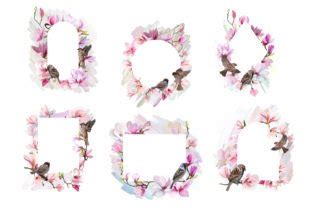 Sparrow And Magnolia Floral Frames Graphic By Vasmila Design