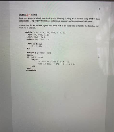 Solved Problem 4 Marks Draw The Sequential Circuit