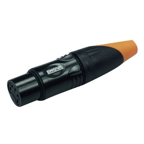 Conector Hembra Xlr De Pines Ip Caja Met Lica Negra Y Prensaestopas Naranja Conexi N Para