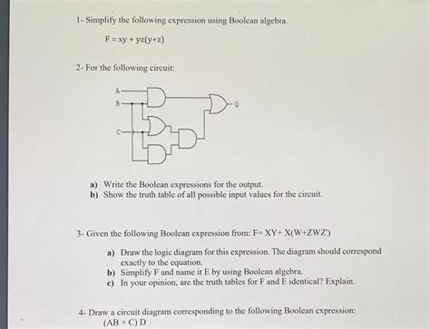 Solved Simplify The Following Expression Using Boolean Chegg