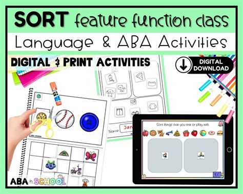 Category Sorting Features Functions Class Speech Therapy Activity And