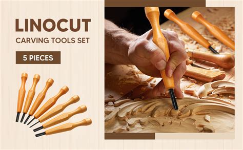 Willbond 5 Pcs Linocut Carving Tools Set Linoleum Hand