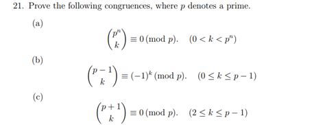 Solved Prove The Following Congruences Where P Denotes A Chegg