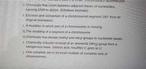 Solved Match The Following Mutagens Or Mutations To