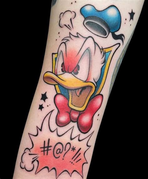 Angry Donald Duck Tattoo Tatuaje A Color Pato Donald Tatuajes