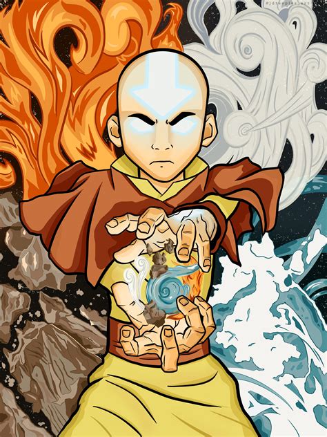 I Drew This Wallpaper Of Aang In The Avatar State R Atla