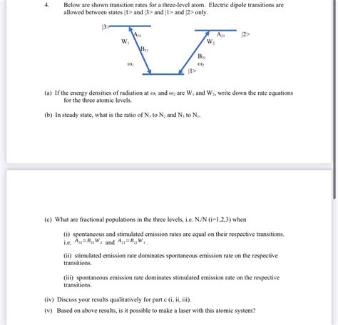 Solved Below Are Shown Transition Rates For A Three Level