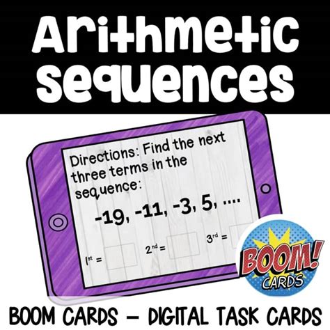 Arithmetic Sequences Digital Boom Cards Distance Learning Tpt
