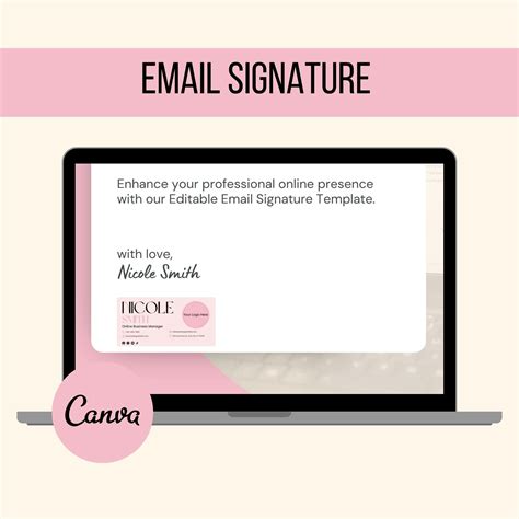 Pink Aesthetic Email Signature Template For Realtor Lash Tech Teacher Ugc Creators Makeup