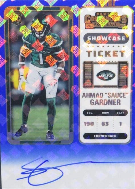 Sauce Gardner 2022 Contenders 101 Rookie Ticket Auto Showcase Ssp