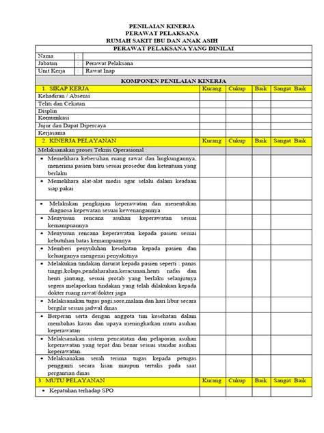 Penilaian Kinerja Perawat Ap Pdf Sains And Matematika