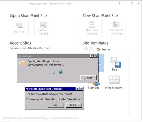 “the server could not complete your request” error in sharepoint