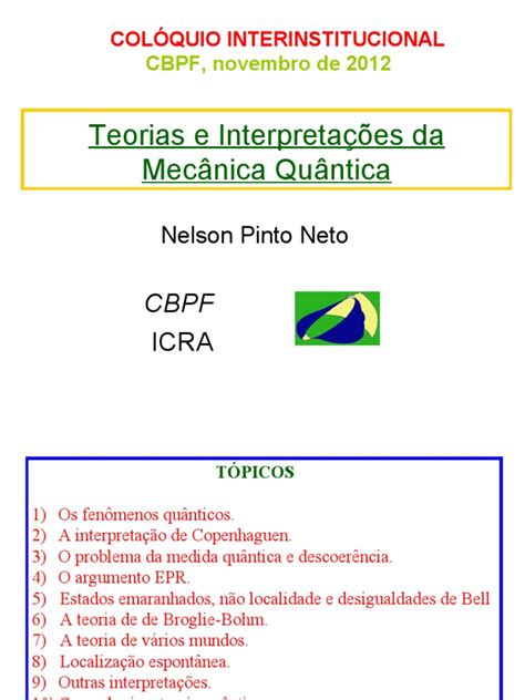 Teorias E Interpretações Da Mecânica Quântica Pdf Mecânica Quântica