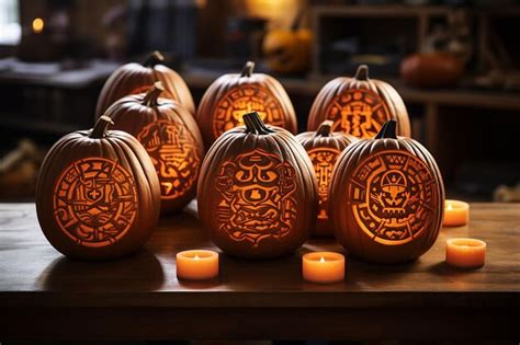 Premium AI Image AI Generated Halloween Craved Pumpkin
