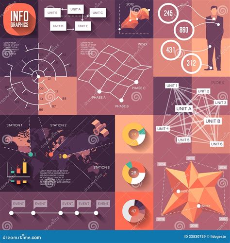 Infographics Of Flat Design With Long Shadows Stock Vector