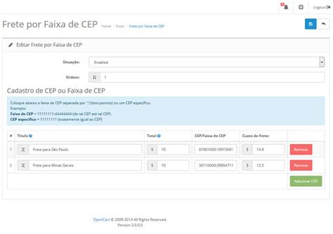 Frete Por CEP Ou Faixa De CEP No Opencart Programador PHP