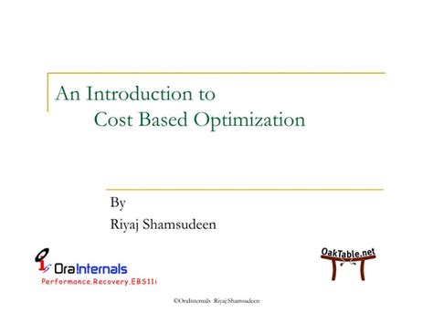 Demystifying Cost Based Optimization Ppt