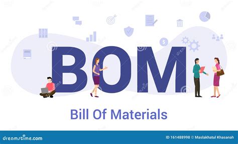 Bom Bill Of Materials Concept With Big Word Or Text And Team People
