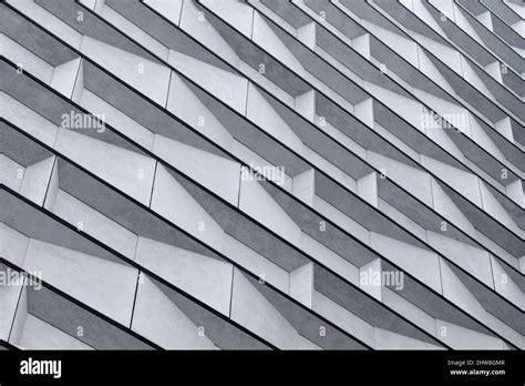 Exterior View Of A Multi Faceted Facade Cement Wall Of Hong Kong Museum