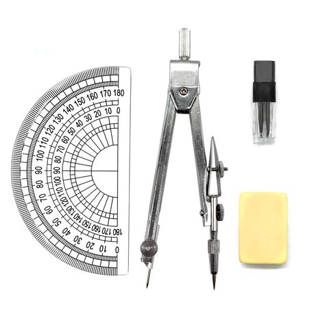 Buy Drawing Compass Set With Lead Refills And Eraser Maths Protractor
