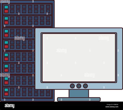 Pc Screen And Server Stock Vector Image And Art Alamy