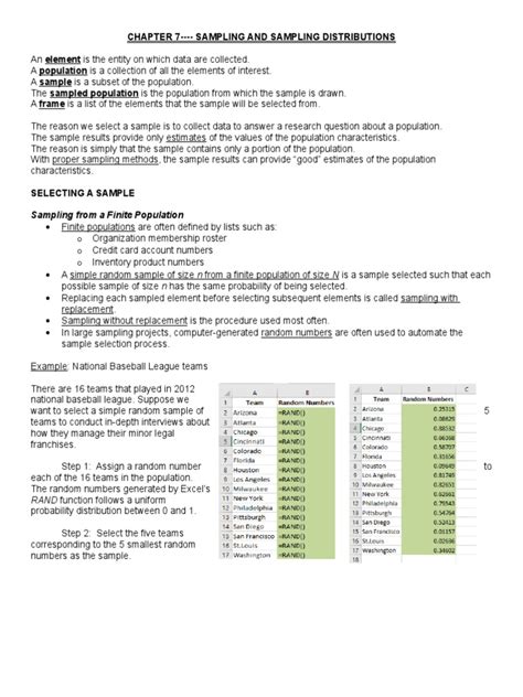 CHAPTER 7 Sampling Distributions | PDF | Sampling (Statistics) | Standard Error
