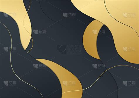 奢华的黑色和金色波浪抽象背景