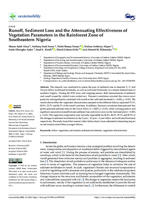Pdf Runoff Sediment Loss And The Attenuating Effectiveness Of